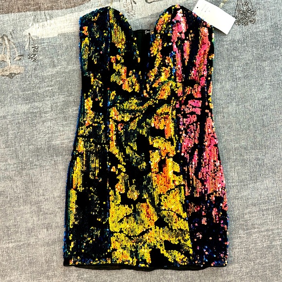 boutique | Dresses | Velvet Sequin Mini Deep V Sweetheart Dress ...